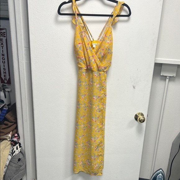 miami | Dresses | Miami Yellow Halter Wrap Maxi Dress | Poshmark